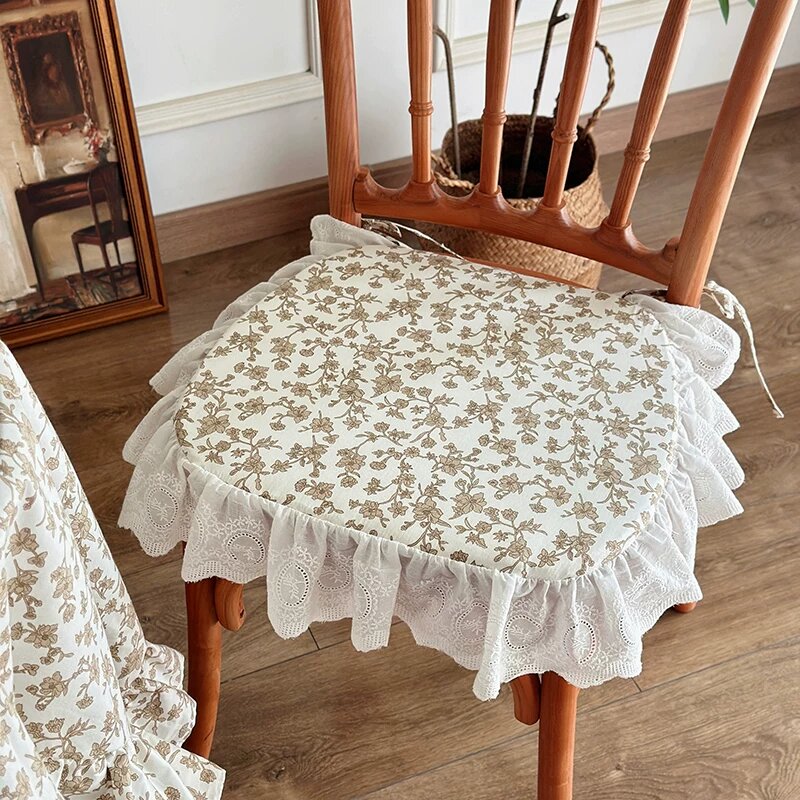 Подушка для стула в французском стиле, ретро-подушка для сиденья с рюшами, подушка для офисного стула в корейском стиле