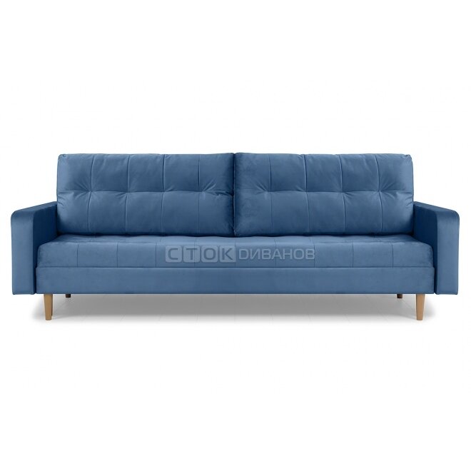 Диван Сток Диванов Бали, темно-синий велюр, 225 см, механизм еврокнижка