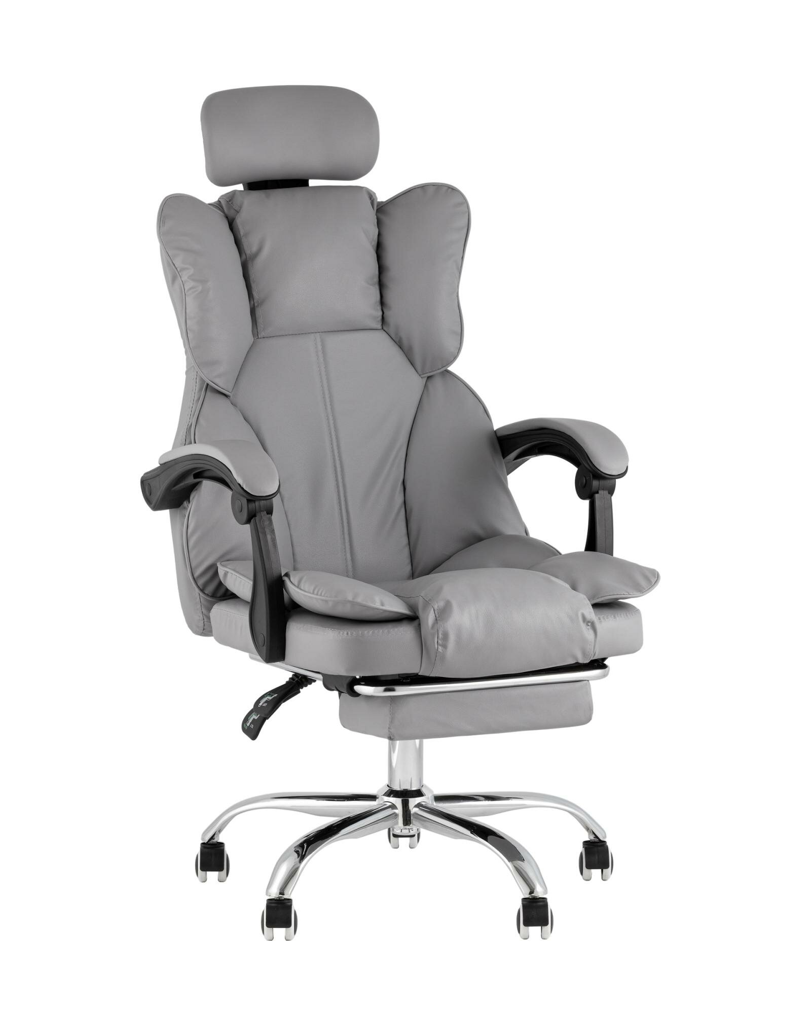 Кресло руководителя TopChairs Siento STOOL GROUP серый, экокожа и металл, мягкое сиденье, с подлокотниками