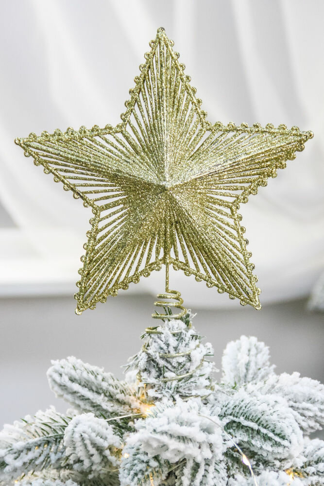 Ёлочная верхушка звезда 'дарби', металл, золотая, 26 см, Due Esse Christmas XNA16011041