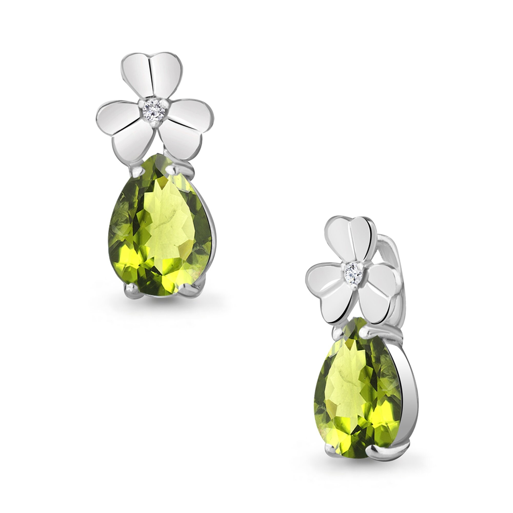 Подвеска, серебро, 925 проба, родирование, хризолит, фианит