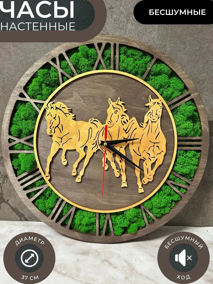 Часы настенные со мхом