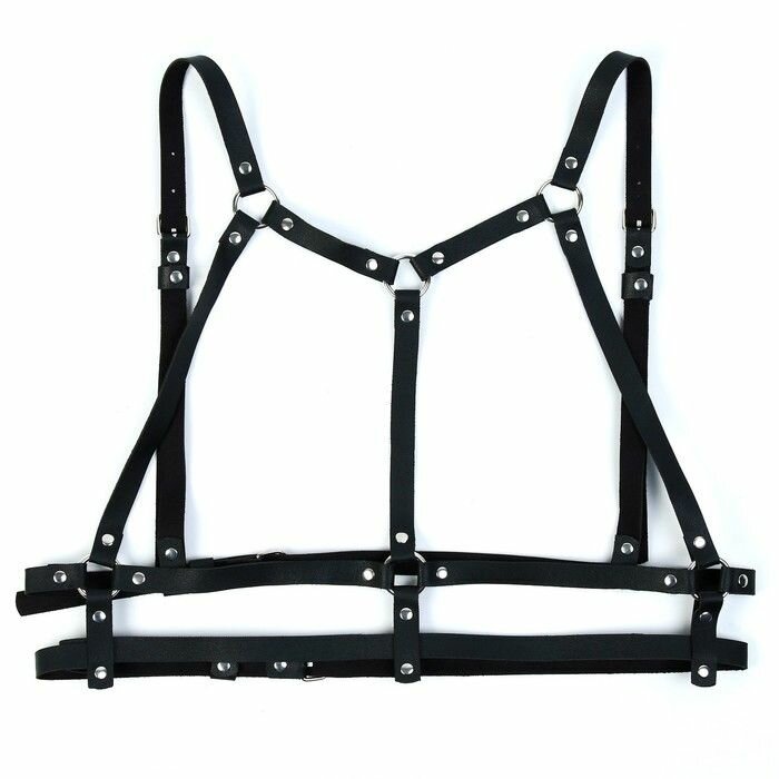 Портупея БДСМ женская, на грудь, экокожа, размер OS, черный