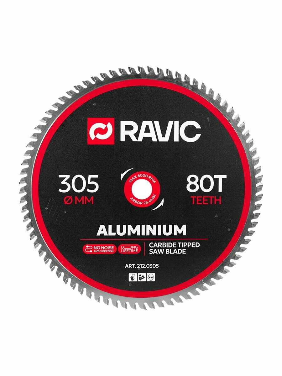Диск пильный по алюминию, отрицательный угол Ravic 305х3,2/2,5х25,4 мм, Z 80