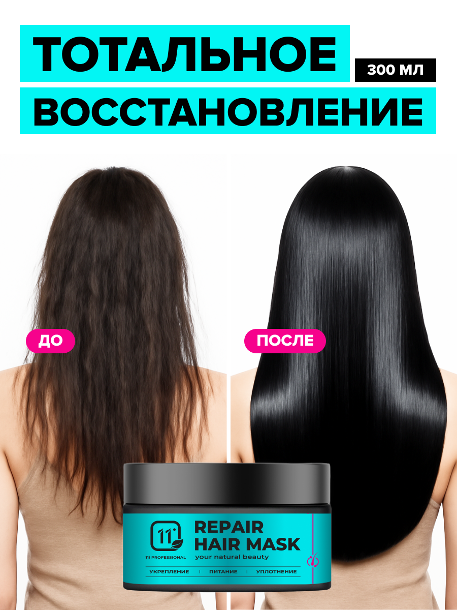 Восстанавливающая и увлажняющая маска для волос с кератином. SOS восстановление. Эффект ламинирования