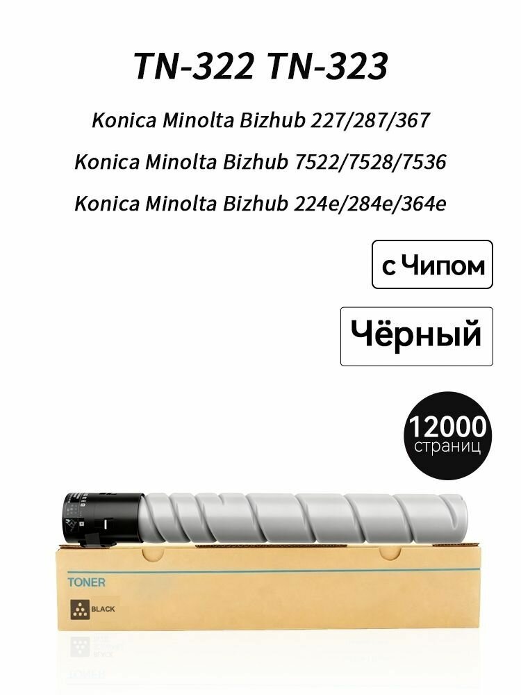 Тонеркартридж TN322 на 10000 страниц эксклюзивно для Konica Minolta Bizhub 227, 287, 367, 7522, 7528, 7536, 224e, 284e и 364e