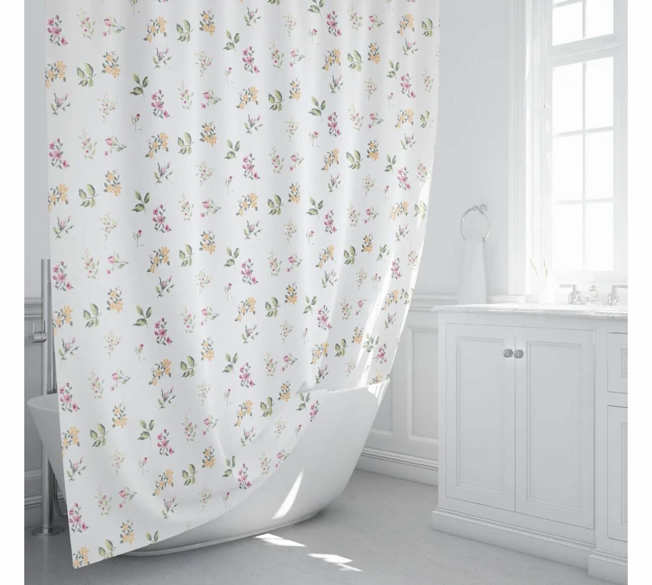 Штора для ванной Fixsen Flora 180x200 см полиэстер цвет белый