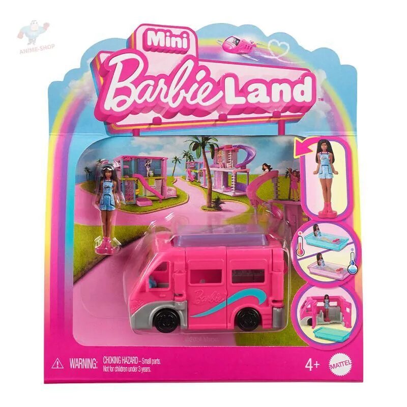 Mattel Barbie Mini BarbieLand / Мини-Барбиленд для Барби, Коллекционный набор мини-кукол и транспортных средств с героями мультфильмов для детей
