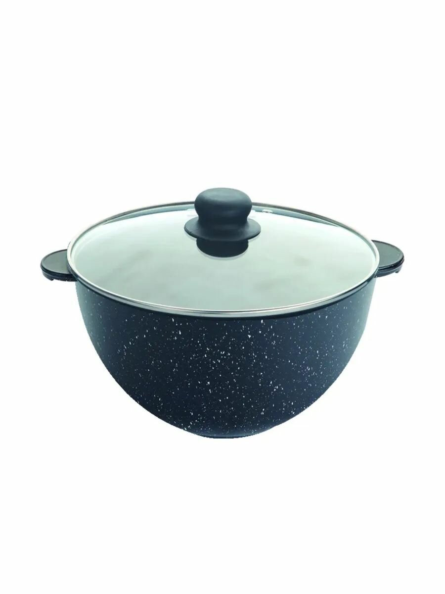 Казан литой 4л, 24 см (чёрный мрамор) h 11,9 см