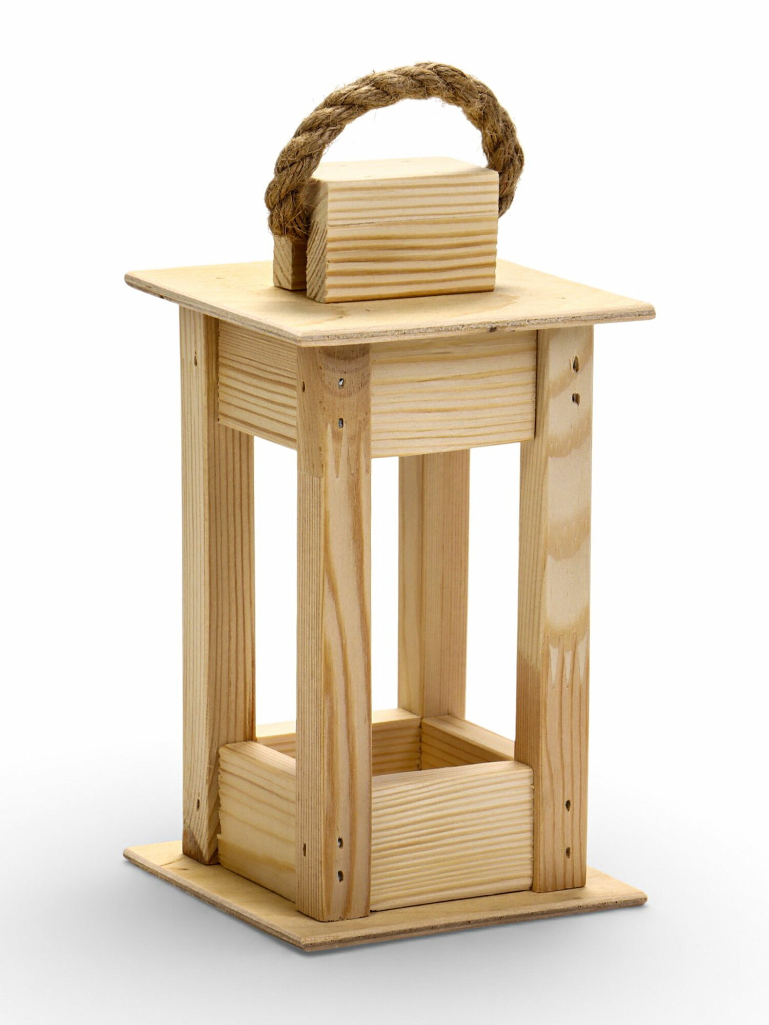 Фонарь декоративный, 9x9x18 см, деревянный, цвет натуральный