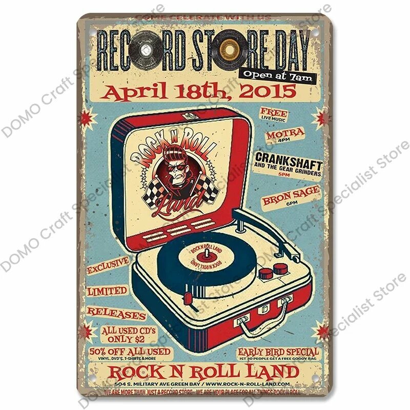 Металлическая вывеска Record Store Day 2015, 14x20cm, Tya78912