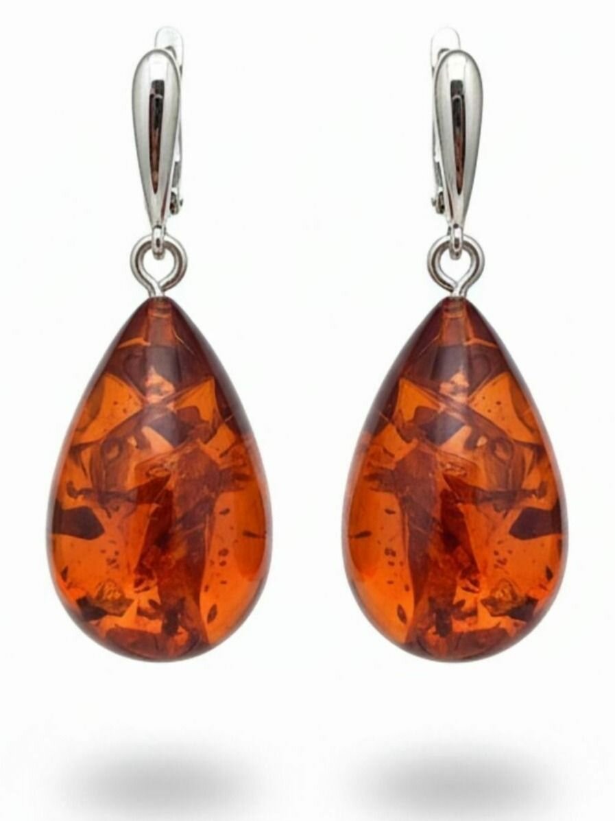 Серьги с подвесками, янтарь прессованный