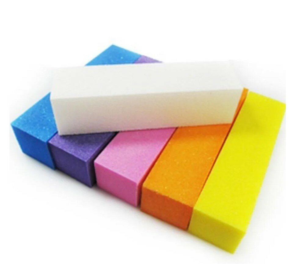 Баф для полировки ногтей, прямоугольный, случайный цвет, 10шт
