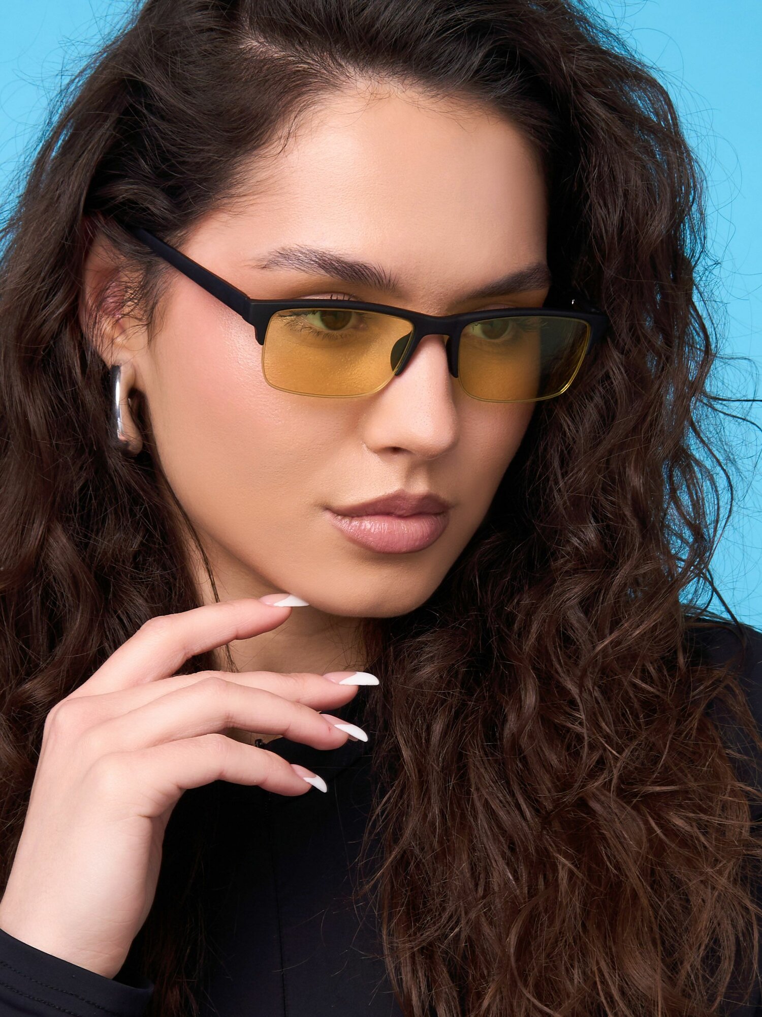 Очки антифара для водителей (-3.00) Coral Ralph 0710 C1, без футляра, цвет черный, линза желтая, стигматические, РЦ 62-64