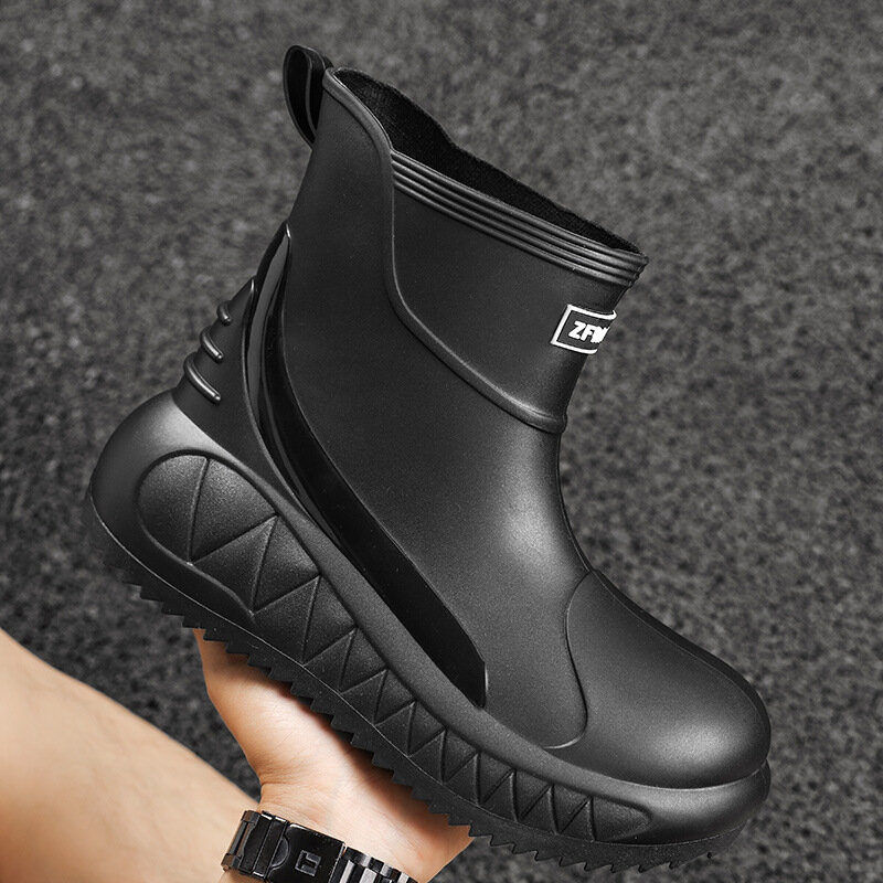 Мужские модные резиновые сапоги, водонепроницаемые ботинки для рыбалки на открытом воздухе, универсальная обувь для воды, нескользящая обувь для кухни, удобная резиновая обувь на мягкой подошве. Размер обуви. EU:40