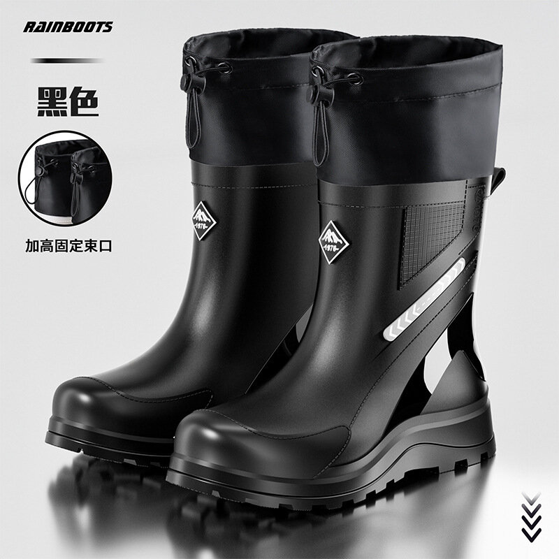 Мужские модные резиновые сапоги, удобные, универсальные ботинки на мягкой подошве для рыбалки на открытом воздухе, нескользящие кухонные ботинки, водонепроницаемые ботинки для мытья автомобилей. Размер обуви. EU:41