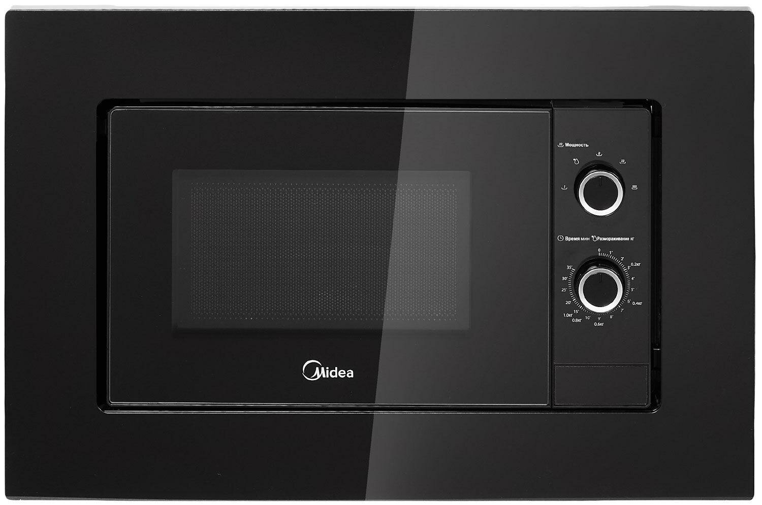 Встраиваемая микроволновая печь MIDEA MI50203B черная, 20 л, ниша 38 см