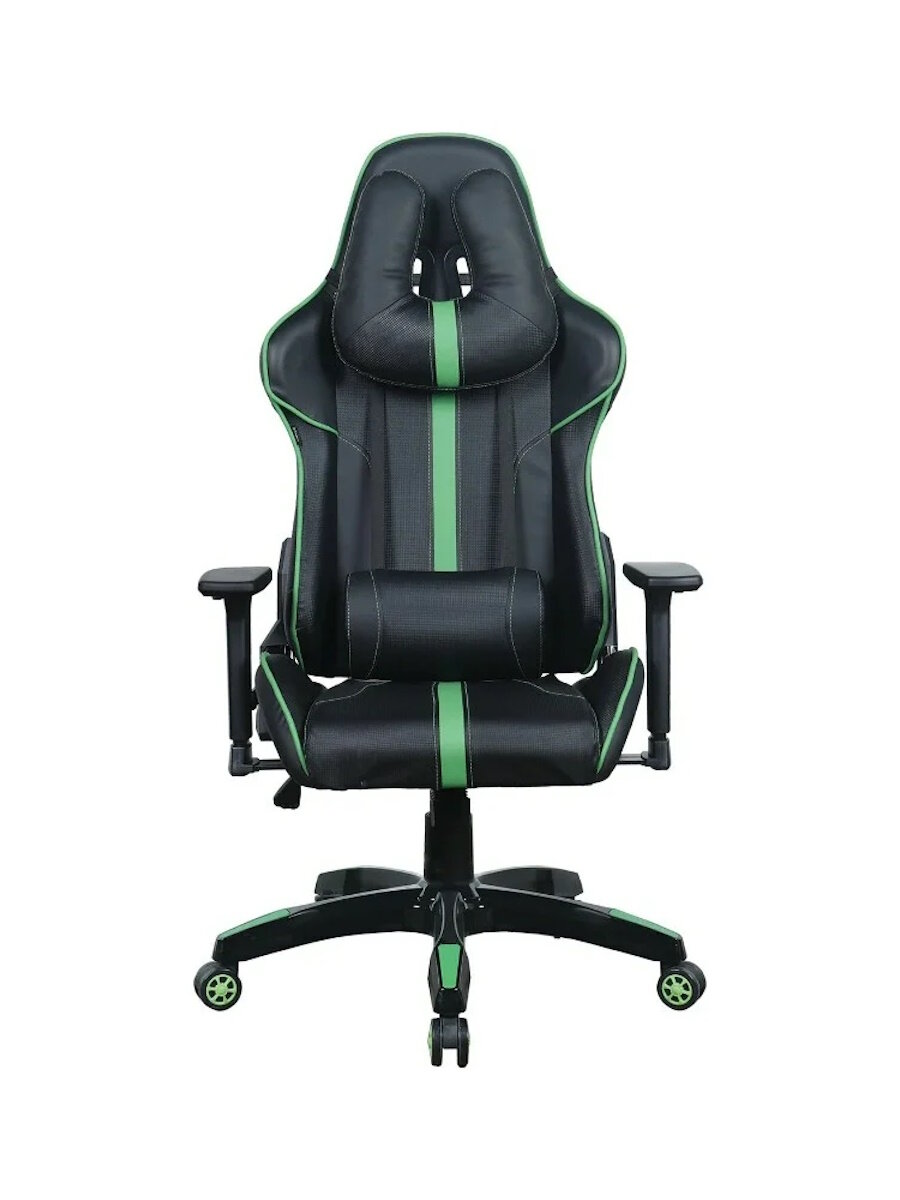 Кресло компьютерное BRABIX GT Carbon GM-120 (531929), экокожа, до 140 кг, черный/зеленый