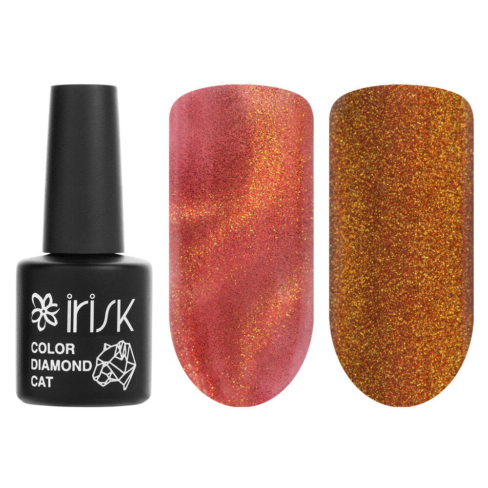 Гель-лак Irisk Color Diamond Cat 017, красный, эффект кошачий глаз, 10 мл