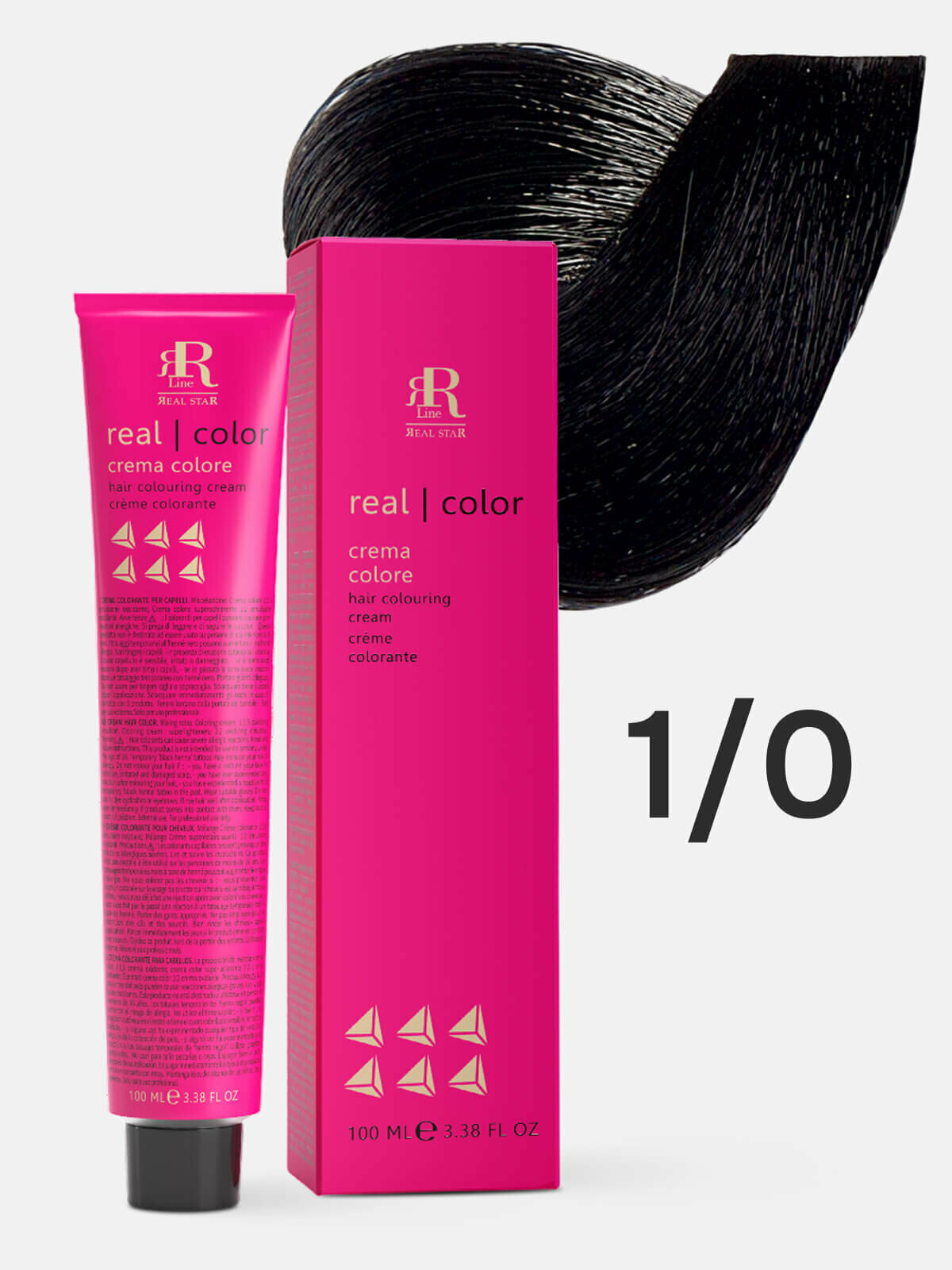 Крем - краска для волос профессиональная RR Line Colouring Cream 1/0 Черный Натуральный, 100 мл