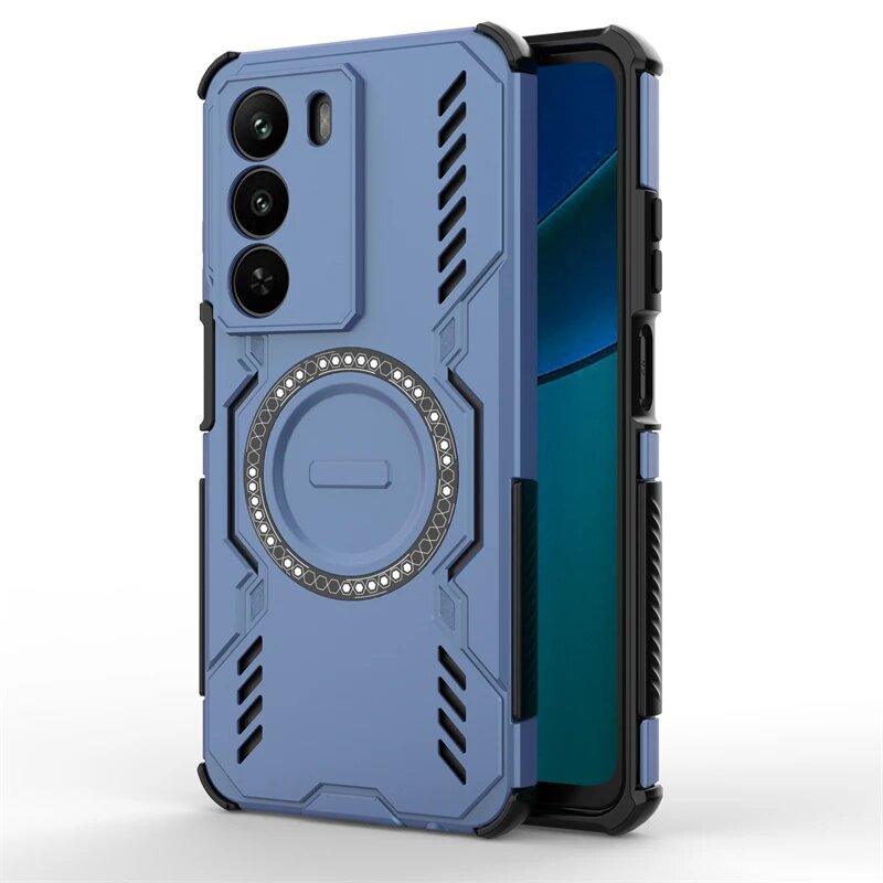 Противоударный чехол Realme C71 синий с магнитным креплением