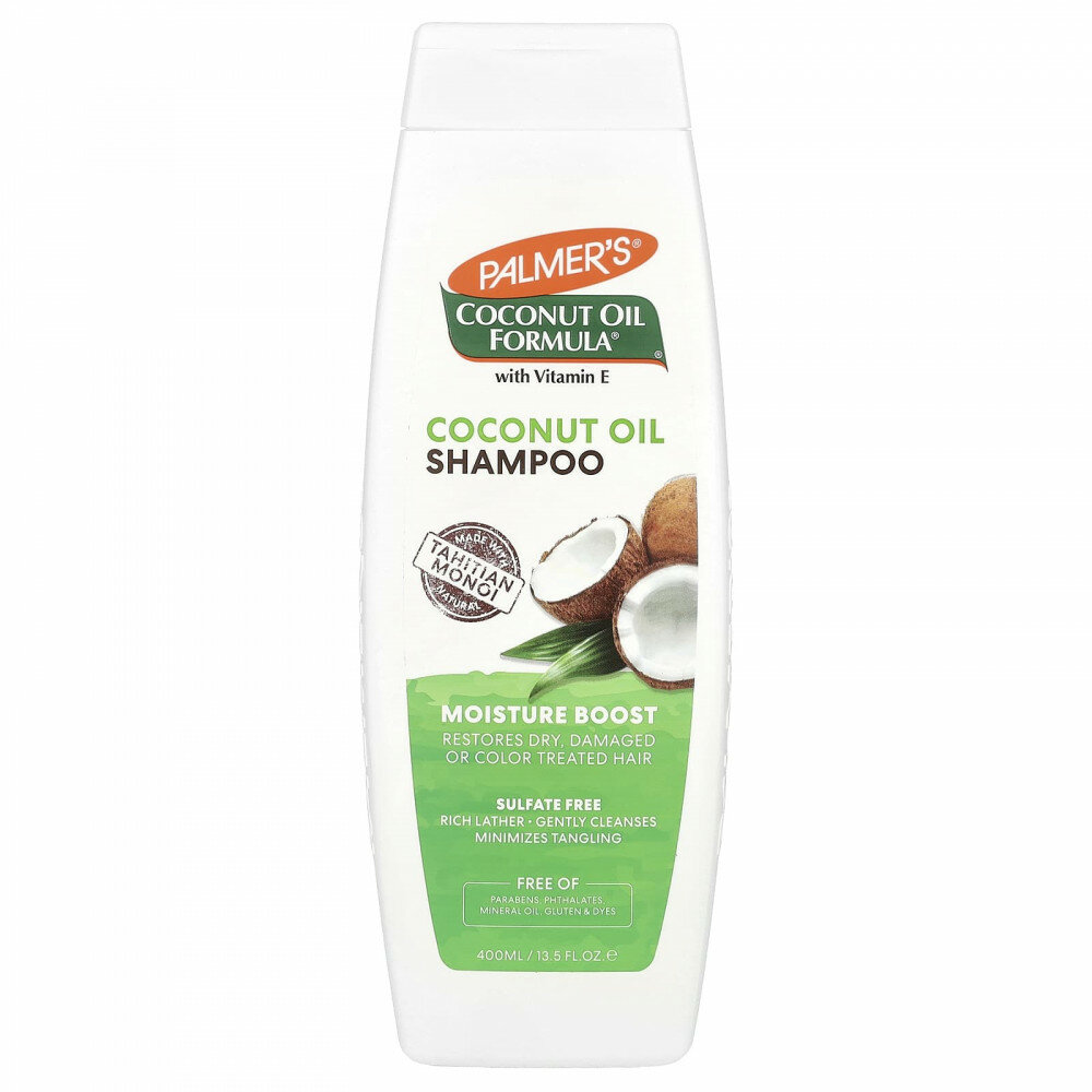 Palmer's, Coconut Oil Formula® с витамином E, увлажняющий шампунь для сухих, поврежденных или окрашенных волос, 400 мл (13,5 жидк. Унции)
