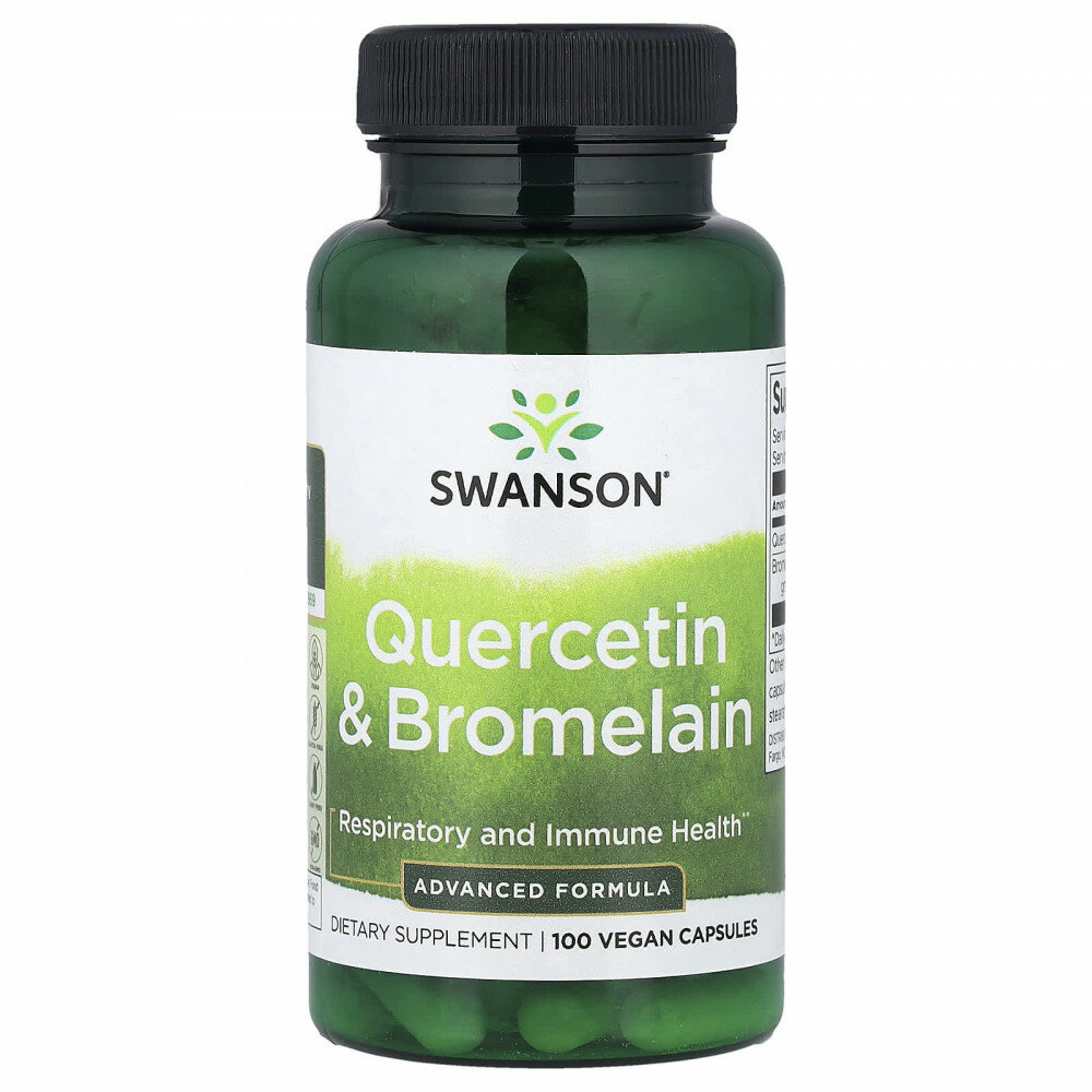 Swanson, Кверцетин и бромелаин, 100 веганских капсул