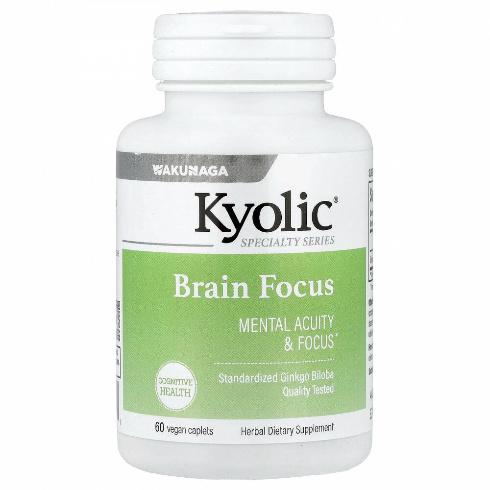 Kyolic, Brain Focus, 60 веганских капсул (120 мг в 1 капсуле)