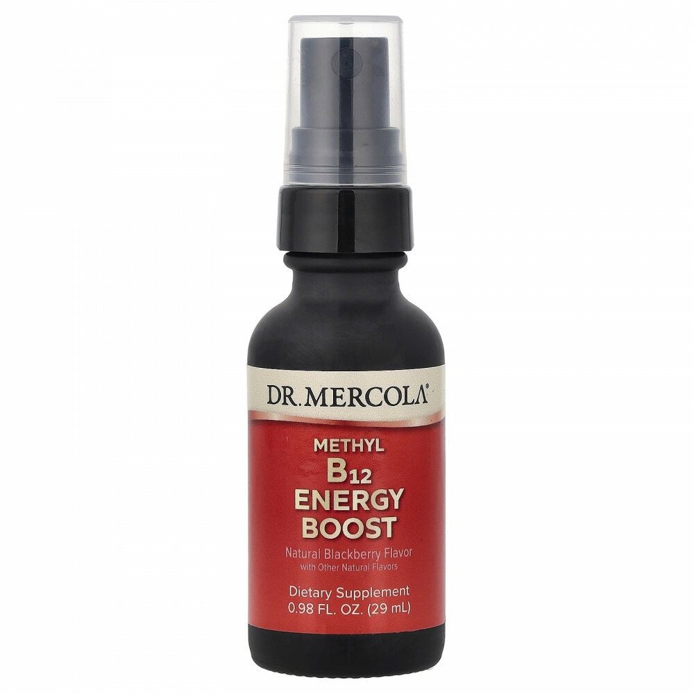 Dr. Mercola, метил витамин B12 для заряда энергии, натуральный вкус ежевики, 29 мл (0,98 жидк. унции)