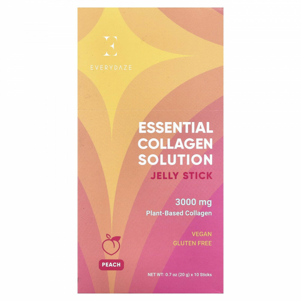 Everydaze, Essential Collagen Solution, желейные стики с коллагеном, персик, 10 стиков по 20 г (0,7 унции)
