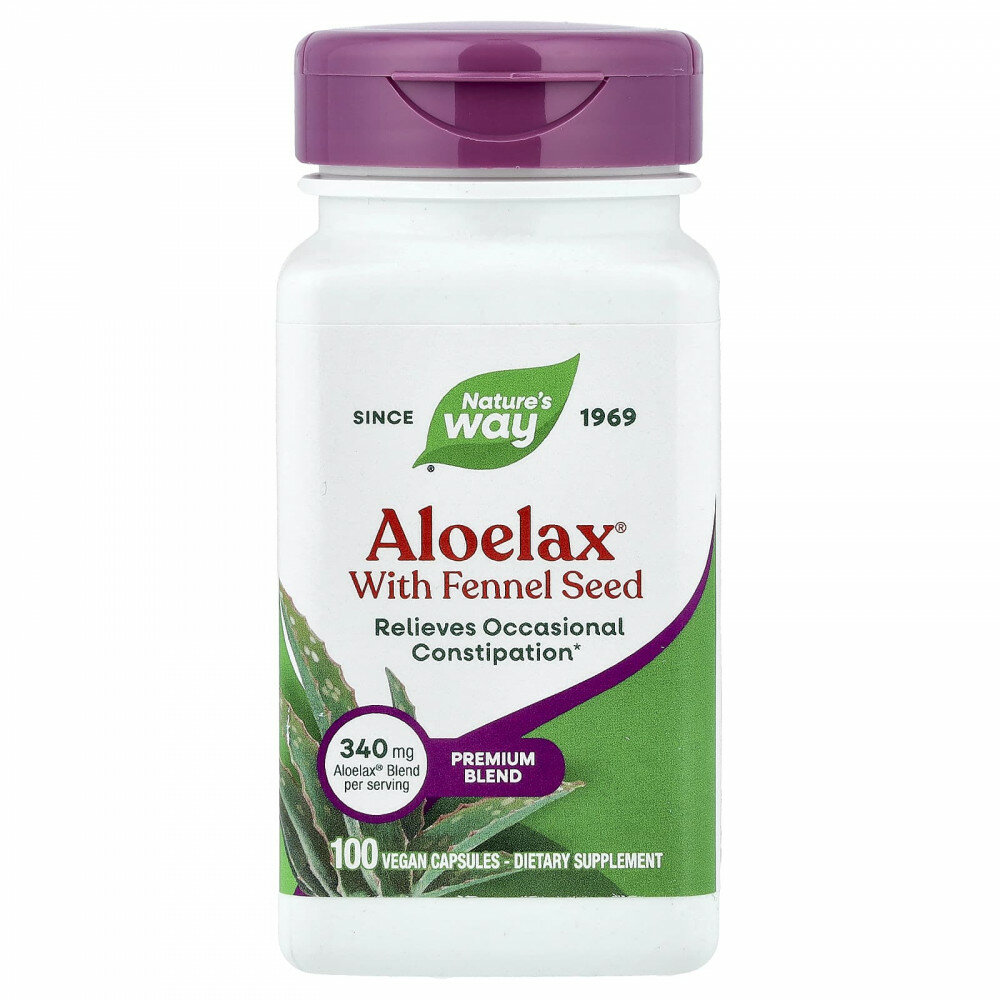 Nature's Way, Aloelax® с семенами фенхеля, 100 веганских капсул