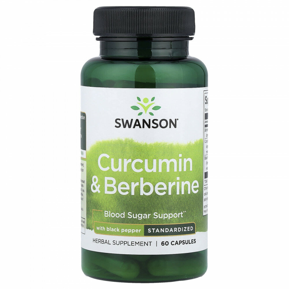 Swanson, куркумин и берберин с чёрным перцем, 60 капсул