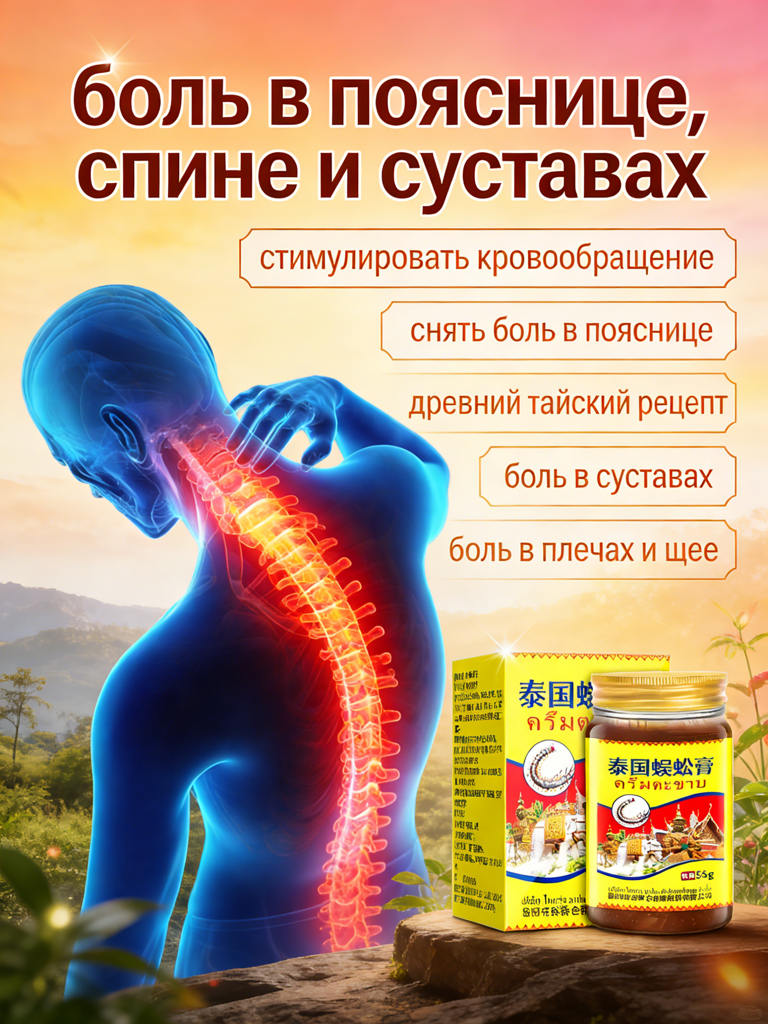 Мазь от боли в спине, пояснице, ногах и ревматических болей в суставах