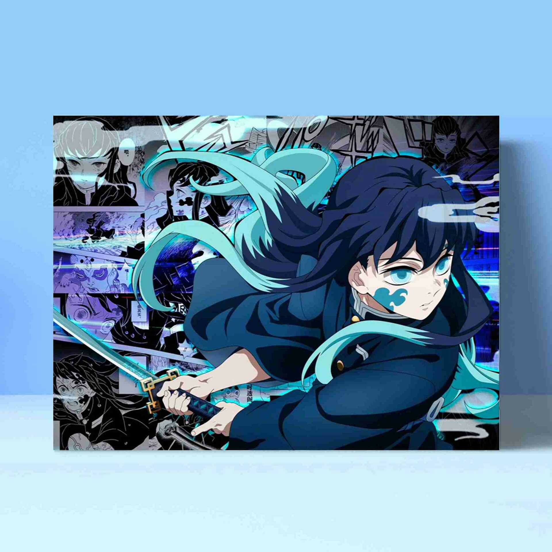 Цифровая масляная живопись «Истребитель демонов» для детей, ручная работа, акриловая живопись, декоративная картина в стиле аниме.