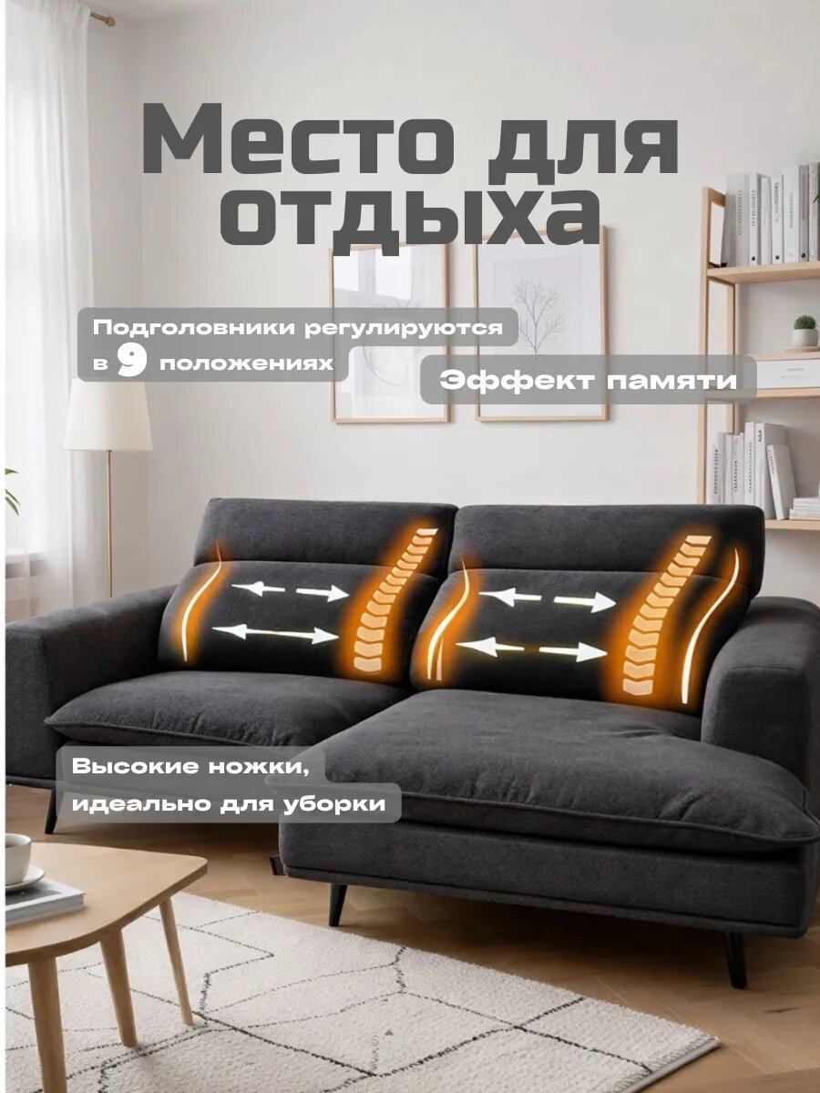 Диван Терраса правый угол, на ножках, для гостиной, ортопедические свойства — фото 1