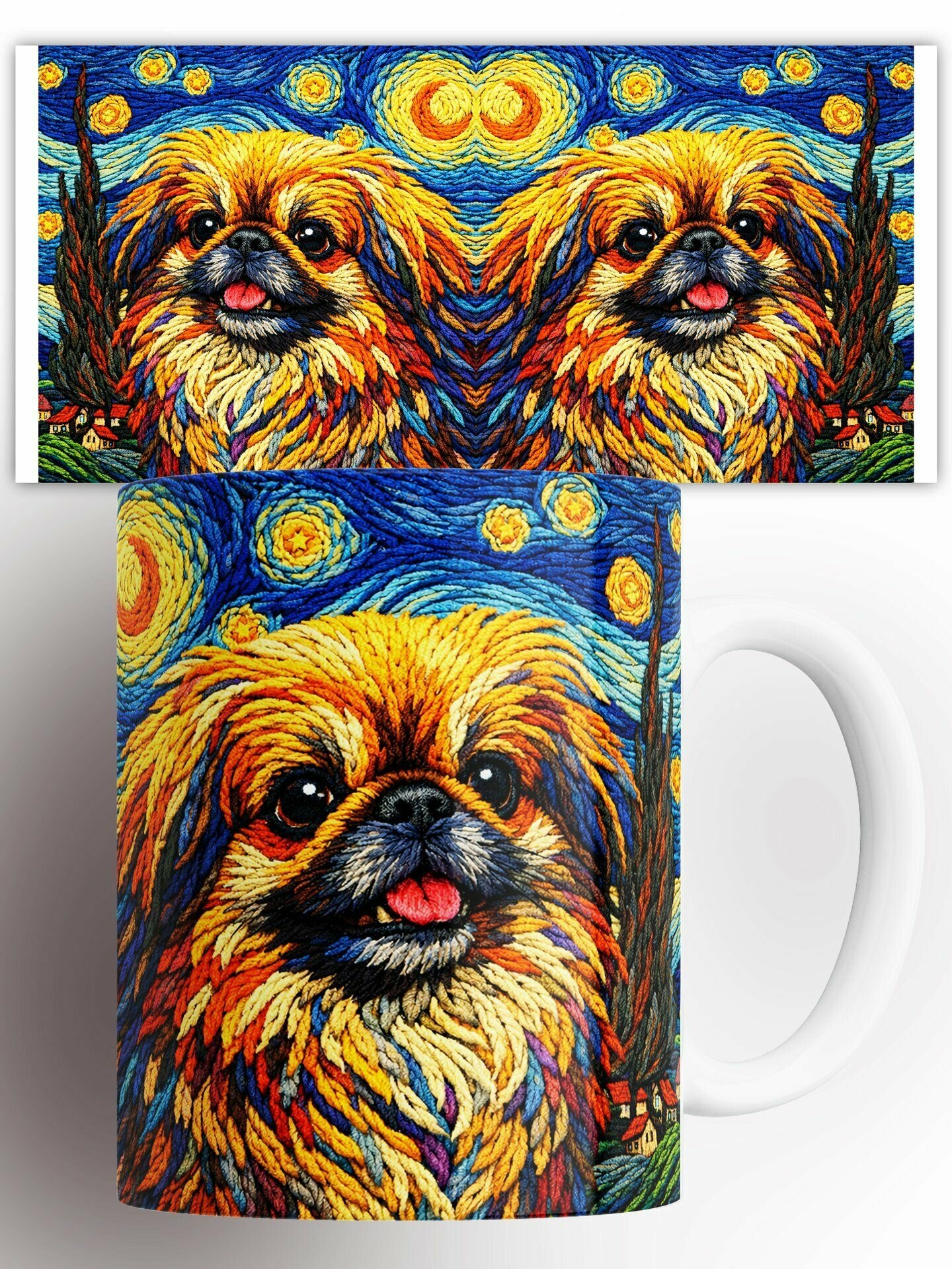 Кружка Собаки Ван Гог Звездная ночь Пекинес 330 мл