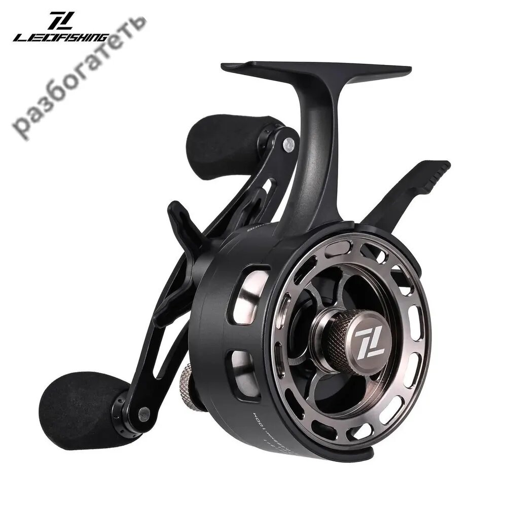 Катушка зимняя инерционная для рыбалки 65 мм, черная, 3+1 подшипника