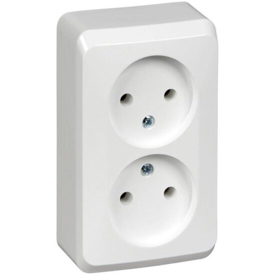 Розетка Systeme Electric (schneider Electric) SCHNEIDER ELECTRIC 2-ая бе з/з без шторок SE Этюд наруж, Белый, PA16-005B