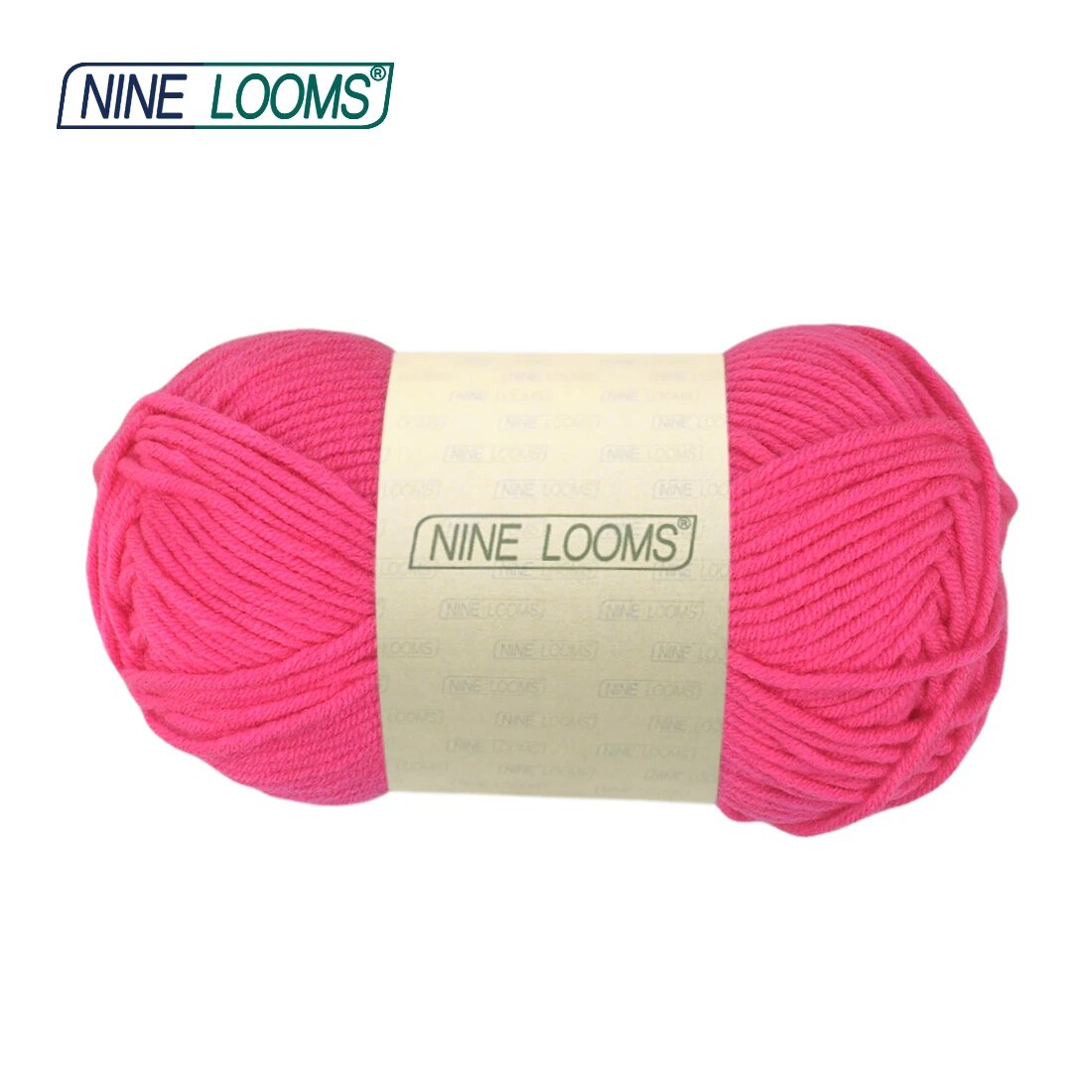 Розовая акриловая пряжа NINE LOOMS 50г, цвет 25 Hot Pink