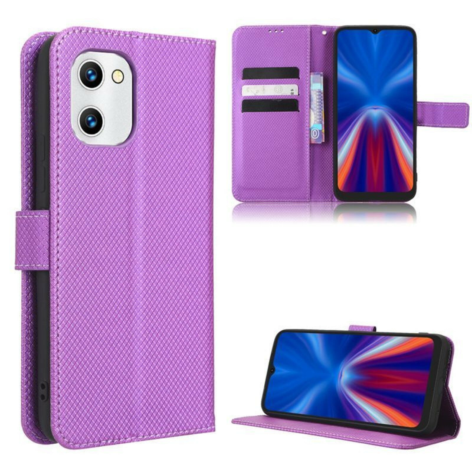 Чехол-книжка MyPads для Umidigi G1, G1 Max и G2 фиолетовый с магнитным клапаном и подставкой