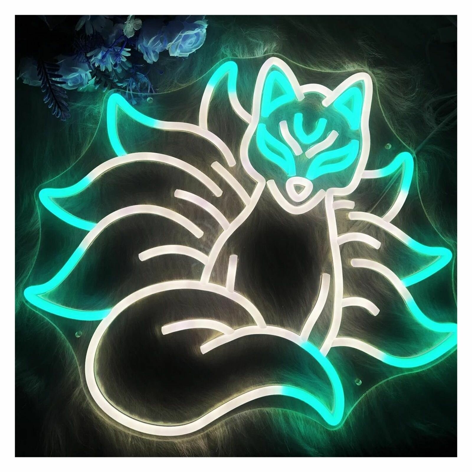 Неоновый свет от девятихвостого лиса 42cmх37cm