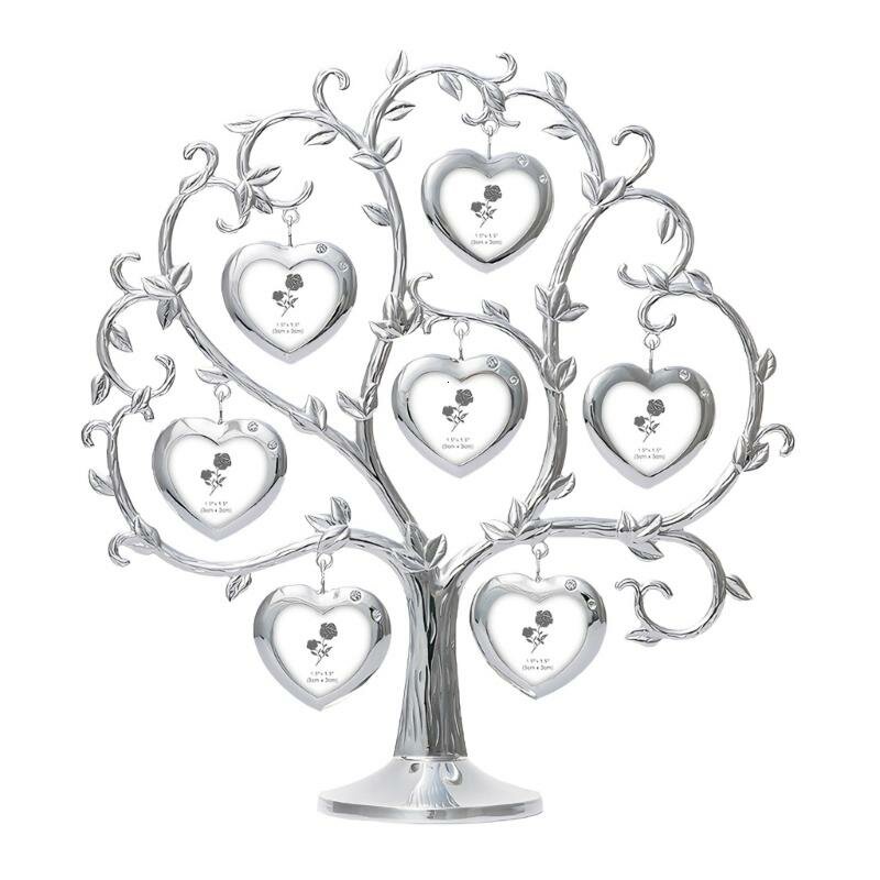 Фоторамка «Семейное древо», Серебро. - Форма сердца
