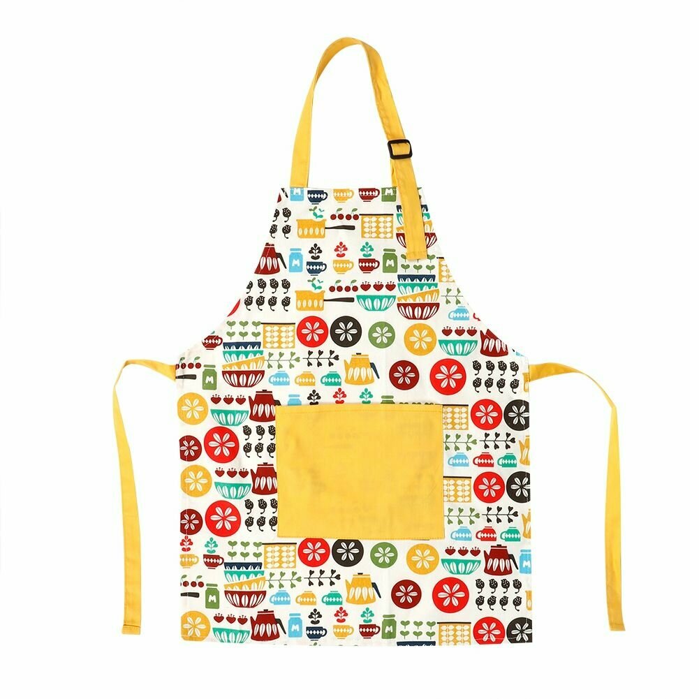 Детский фартук из хлопка с карманами для кухни и рисования, регулируемые ремни