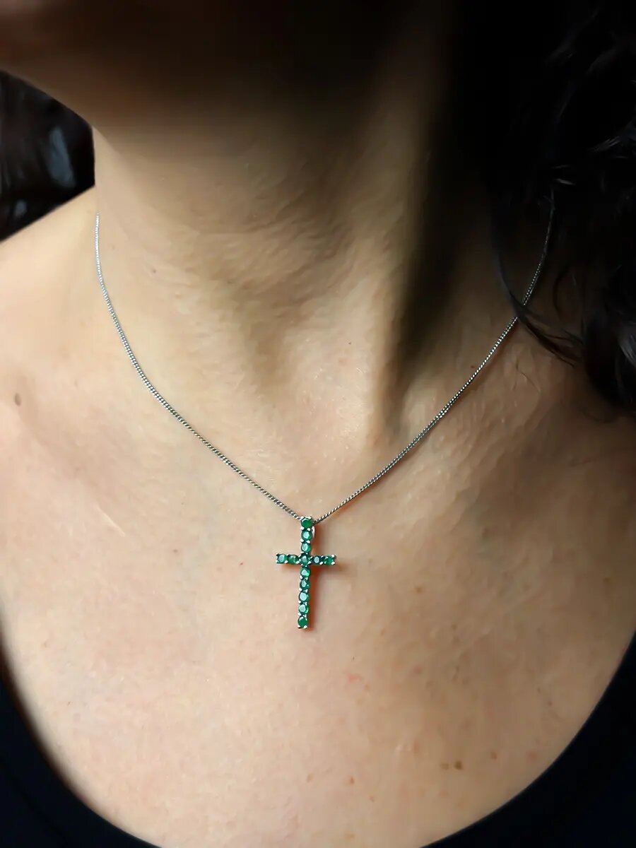 Подвеска, серебро, 925 проба, родирование, чернение, изумруд