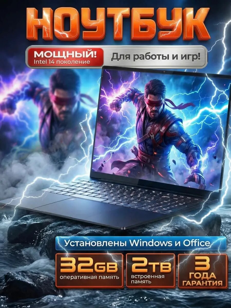 Ноутбук Intel Core i9-13900HX, 32GB RAM, 2048GB SSD, 2026 + Office