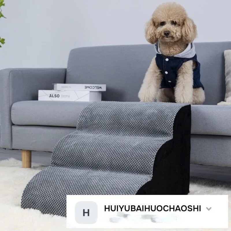 Лестница для мелких пород собак и кошек, прикроватная, двухступенчатая, серого цвета — фото 1