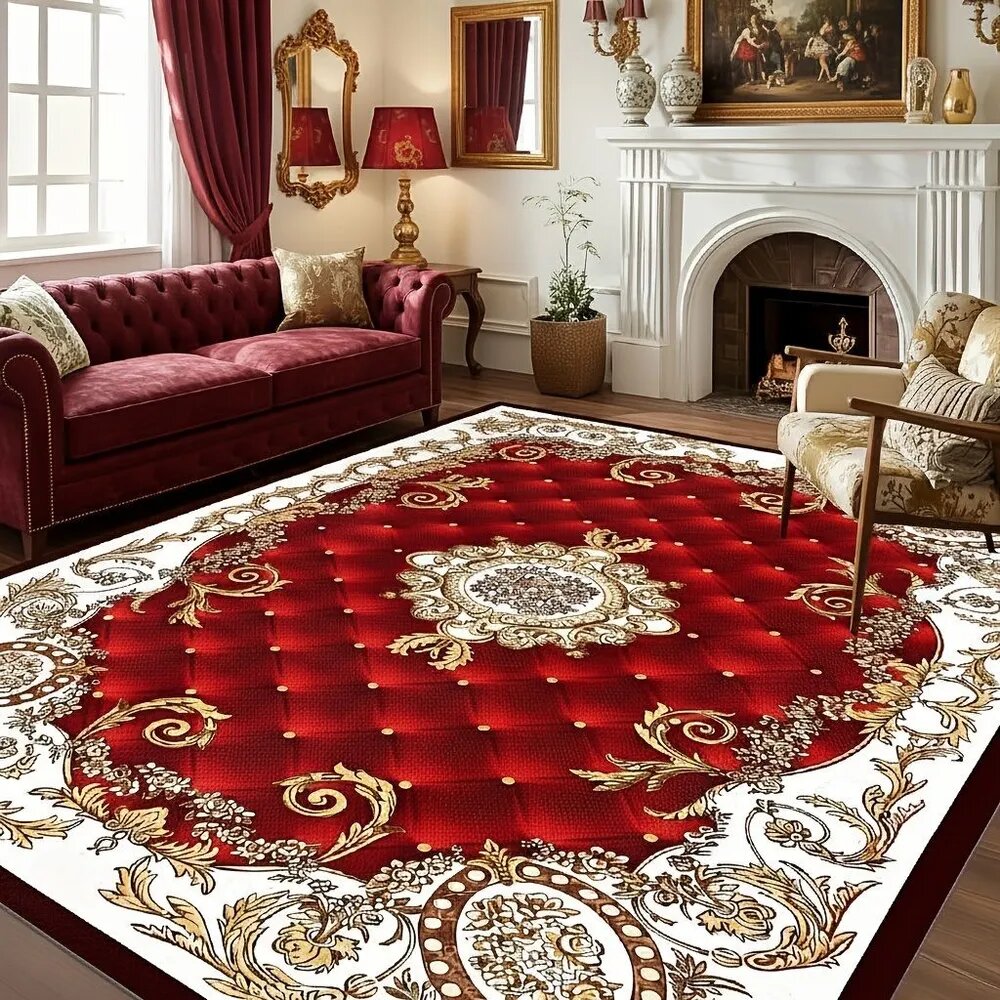 Ковер дорожка 120x180 см Красный Классический Велюровый для Гостиной