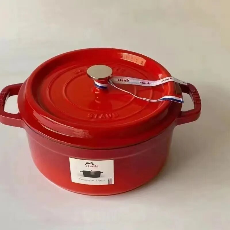 Котел Staun для пищевых продуктов, чугунный, 3.8 л, красный, для приготовления различных блюд