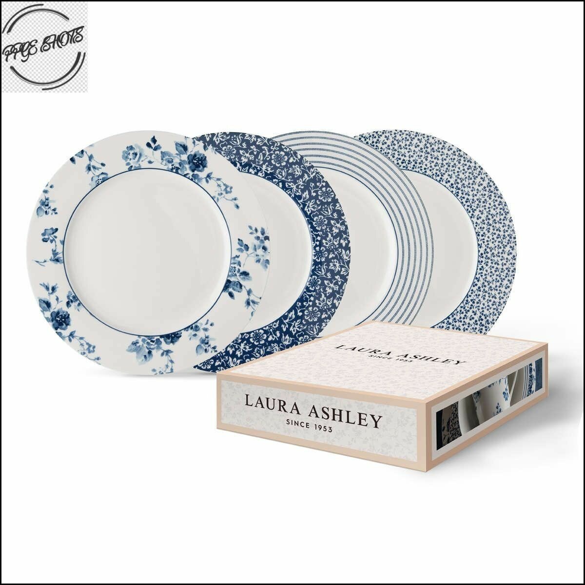 Набор тарелок Laura Ashley Mix Blue в подарочной упаковке, фарфор, 26 см, 4 шт. NetRush