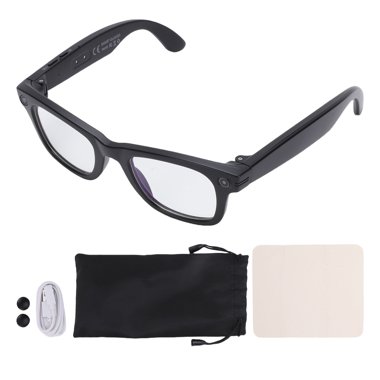 Умные Очки с Искусственным Интеллектом 8-Мегапиксельная Камера 32 ГБ Bluetooth Вызов Музыки Количество Шагов Фото-Видеозапись Перевод на 25 Языков Анти-Синее Освещение Прозрачный Объектив